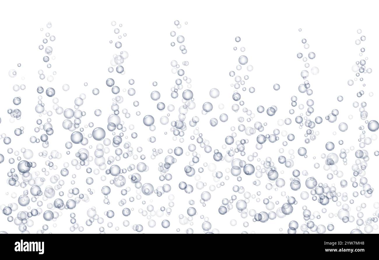 Underwater fizzing bubbles, soda or champagne carbonated drink, sparkling water. Effervescent ...