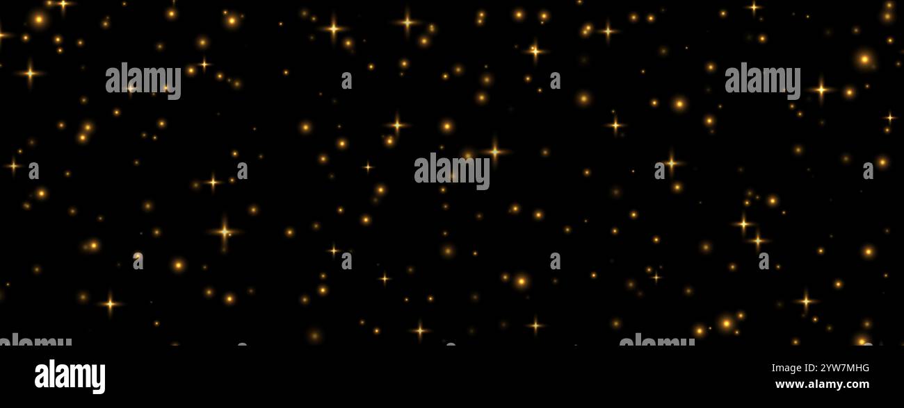 Golden stars background, shiny sparkles overlay, magic flares, starry ...