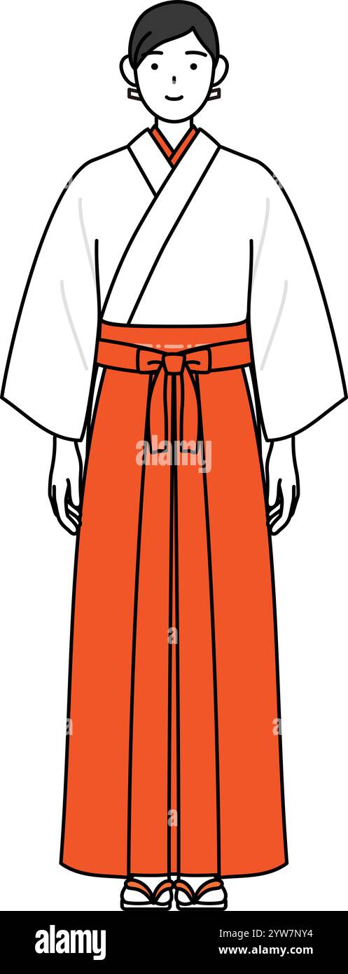Shrine Maiden Of The Shrine, wearing White kosode and Red Hakama, with ...