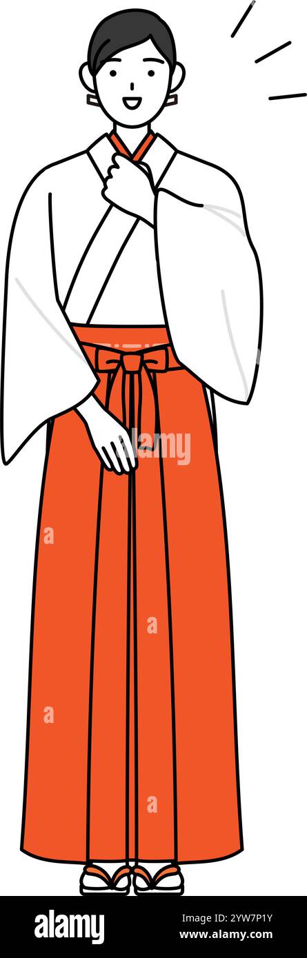Shrine Maiden Of The Shrine, wearing White kosode and Red Hakama ...