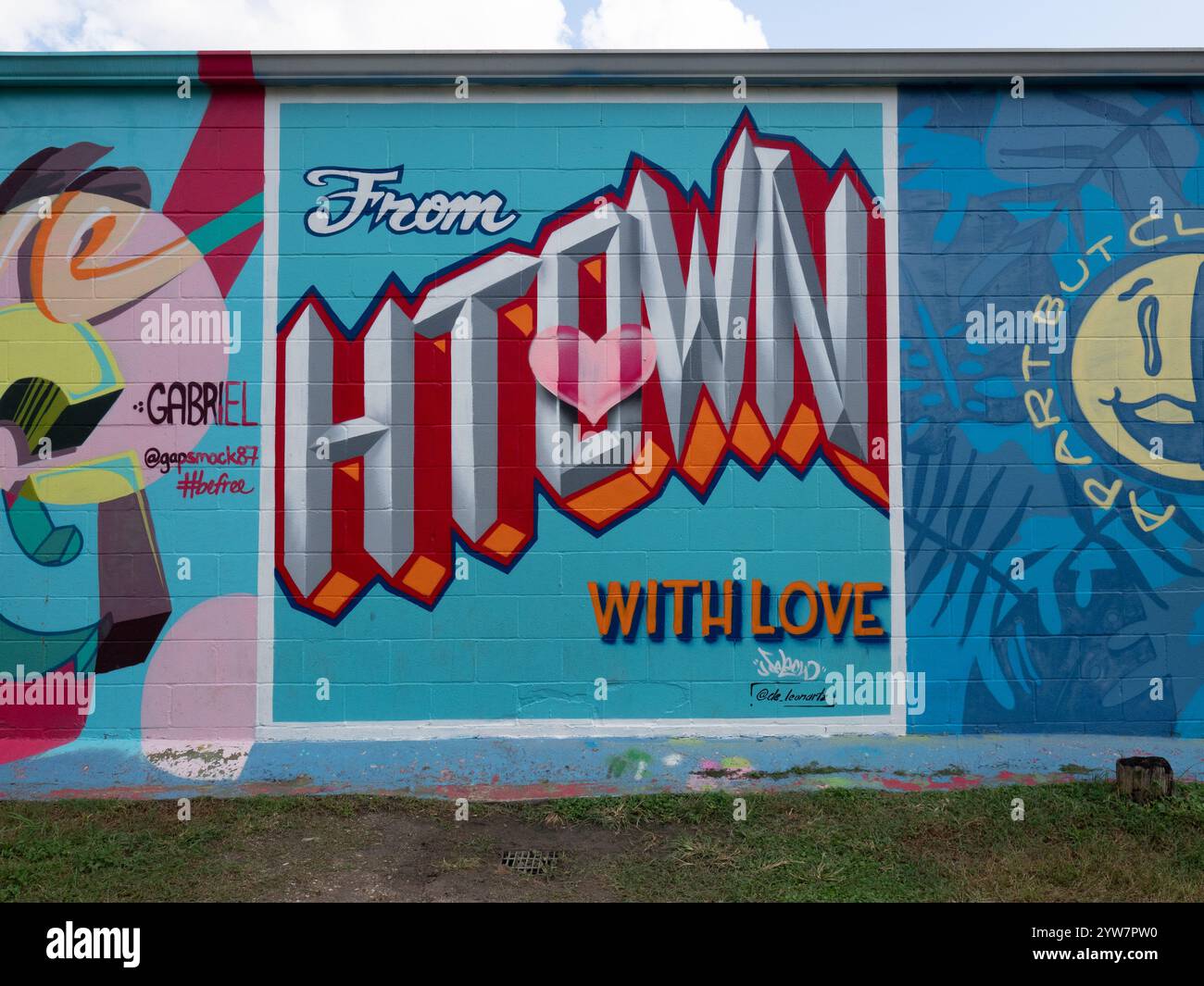 Colorful mural, From Htown with Love, painted by Jesse de Leon in ...
