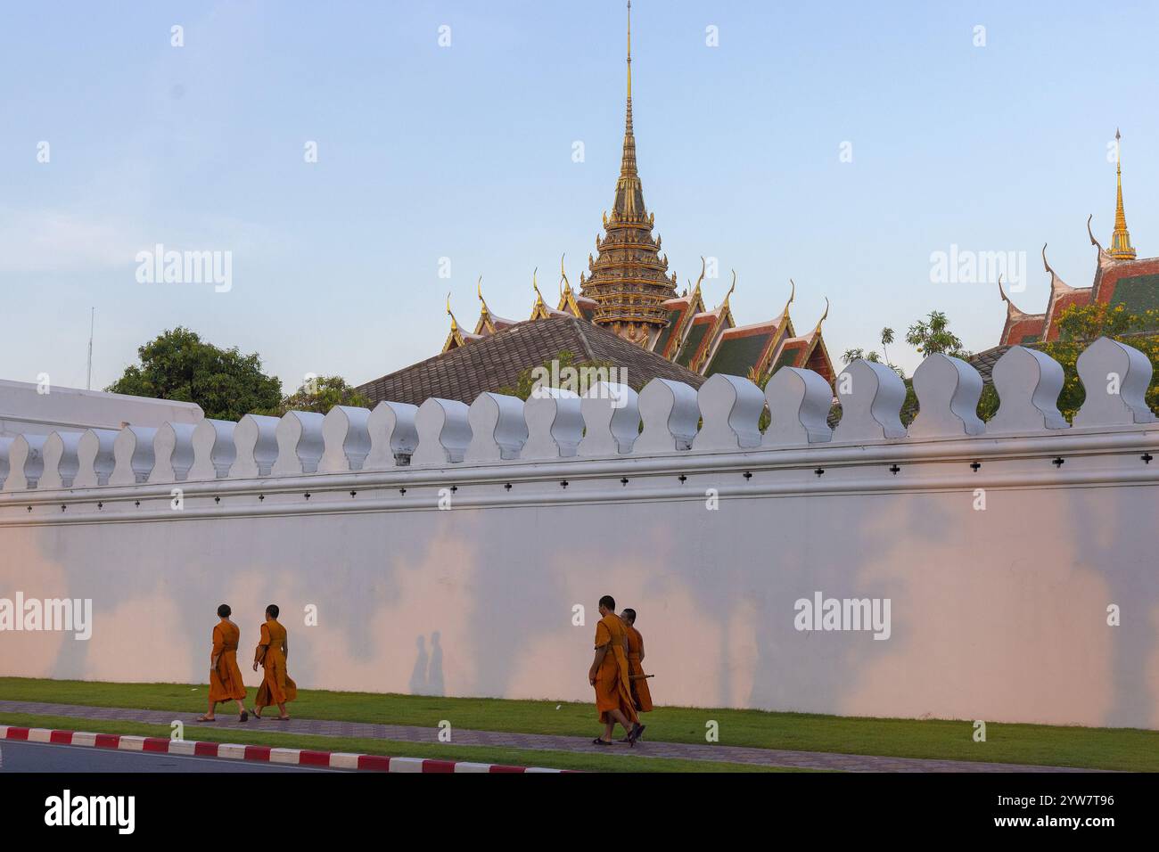 Buddhist monks walk on the streets of Bangkok, Thailand Stock Photo - Alamy