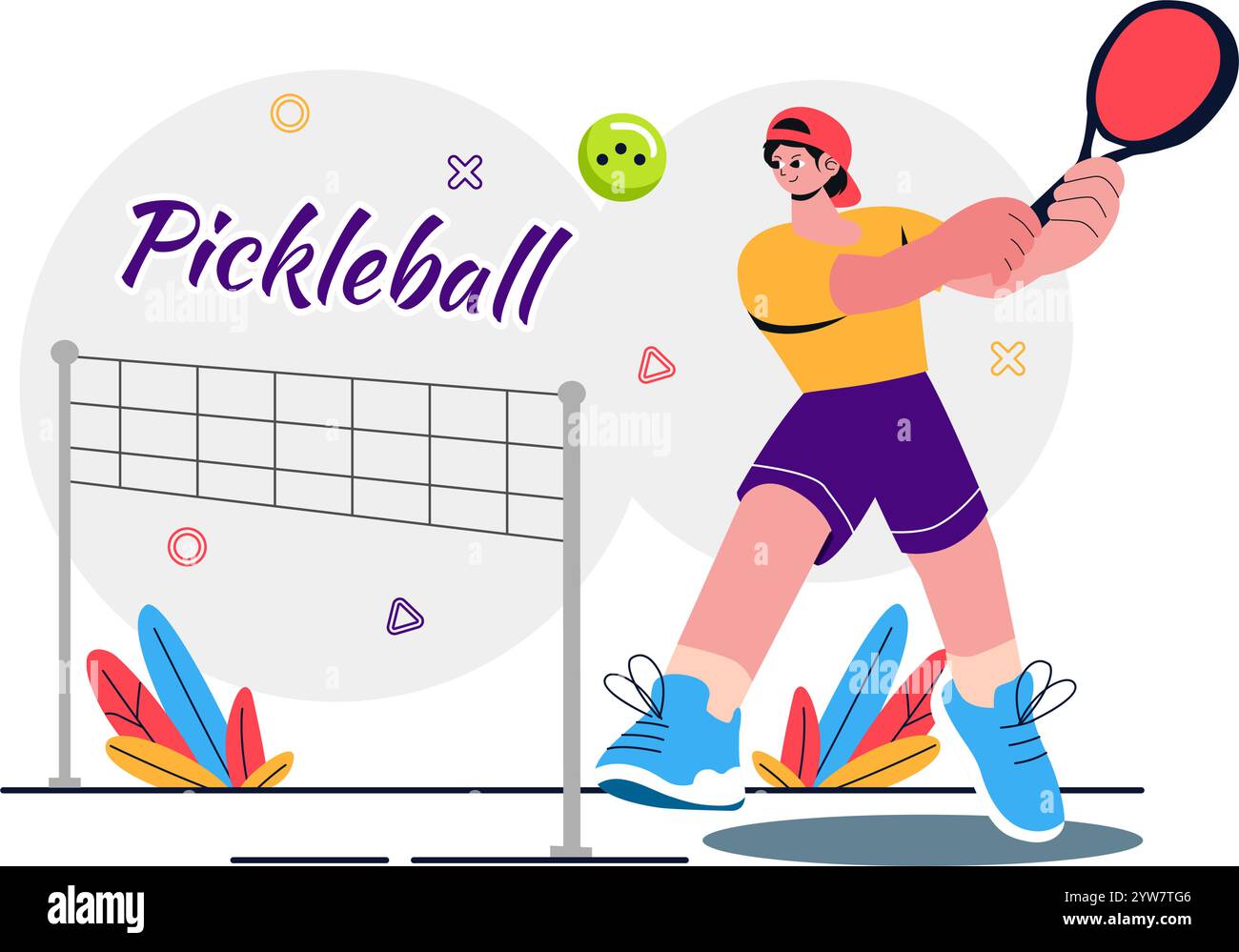 Pickleball Game Sport Illustration featuring Pickleball Players with ...