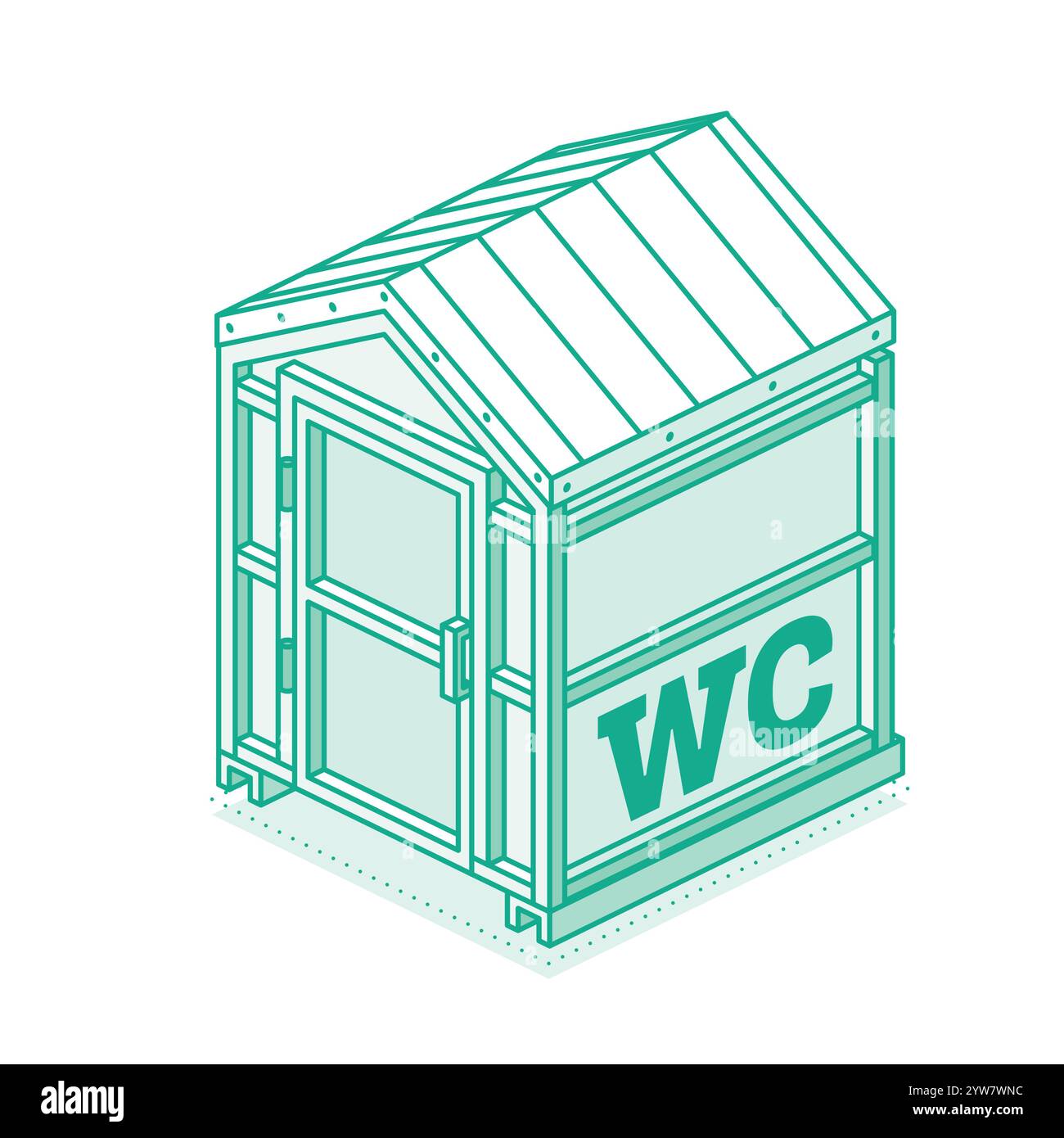 Portable chemical toilet. Isometric dry water closet cabin. Vector ...