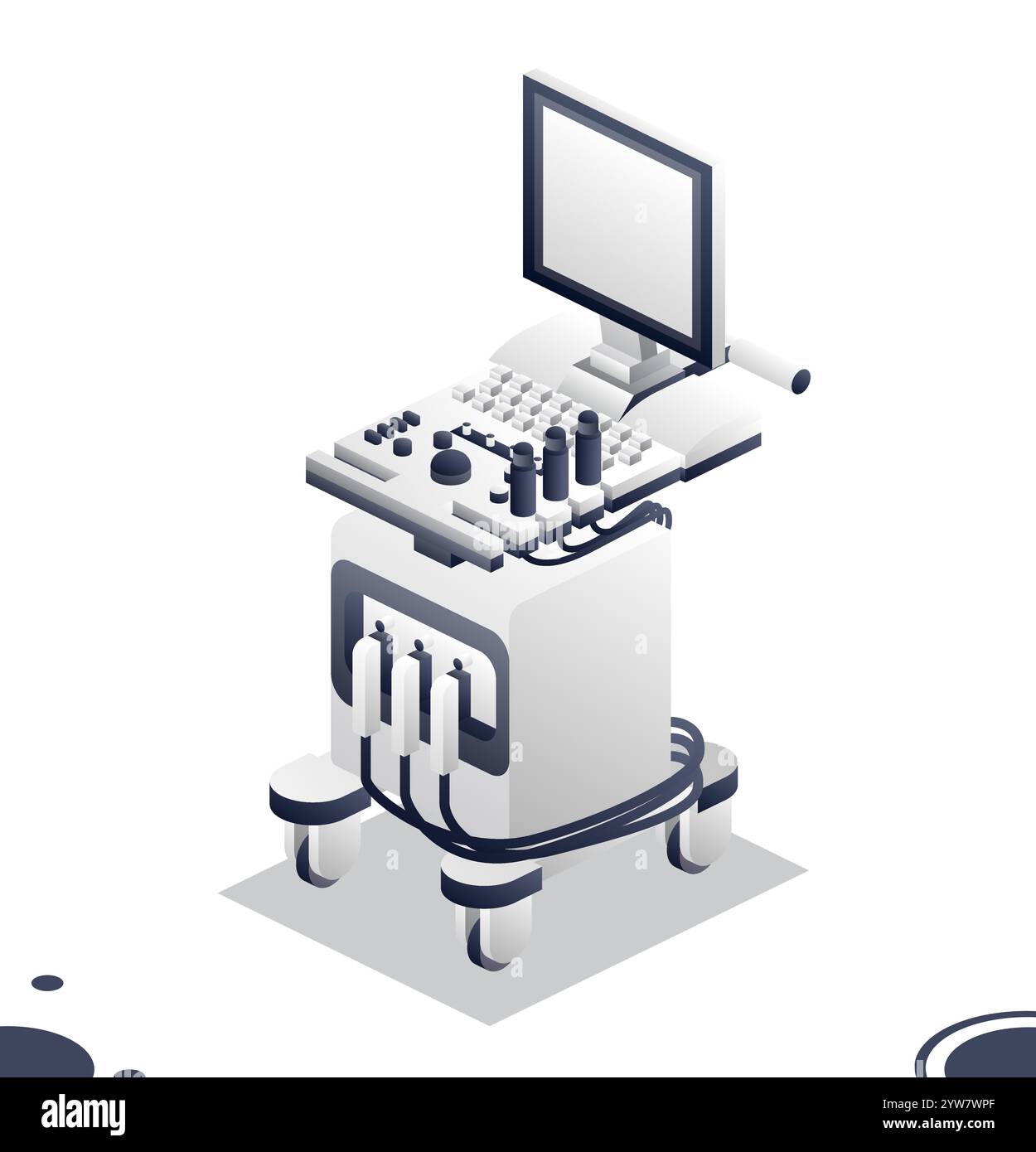 Ultrasound scanner machine with a screen. Isometric modern object ...