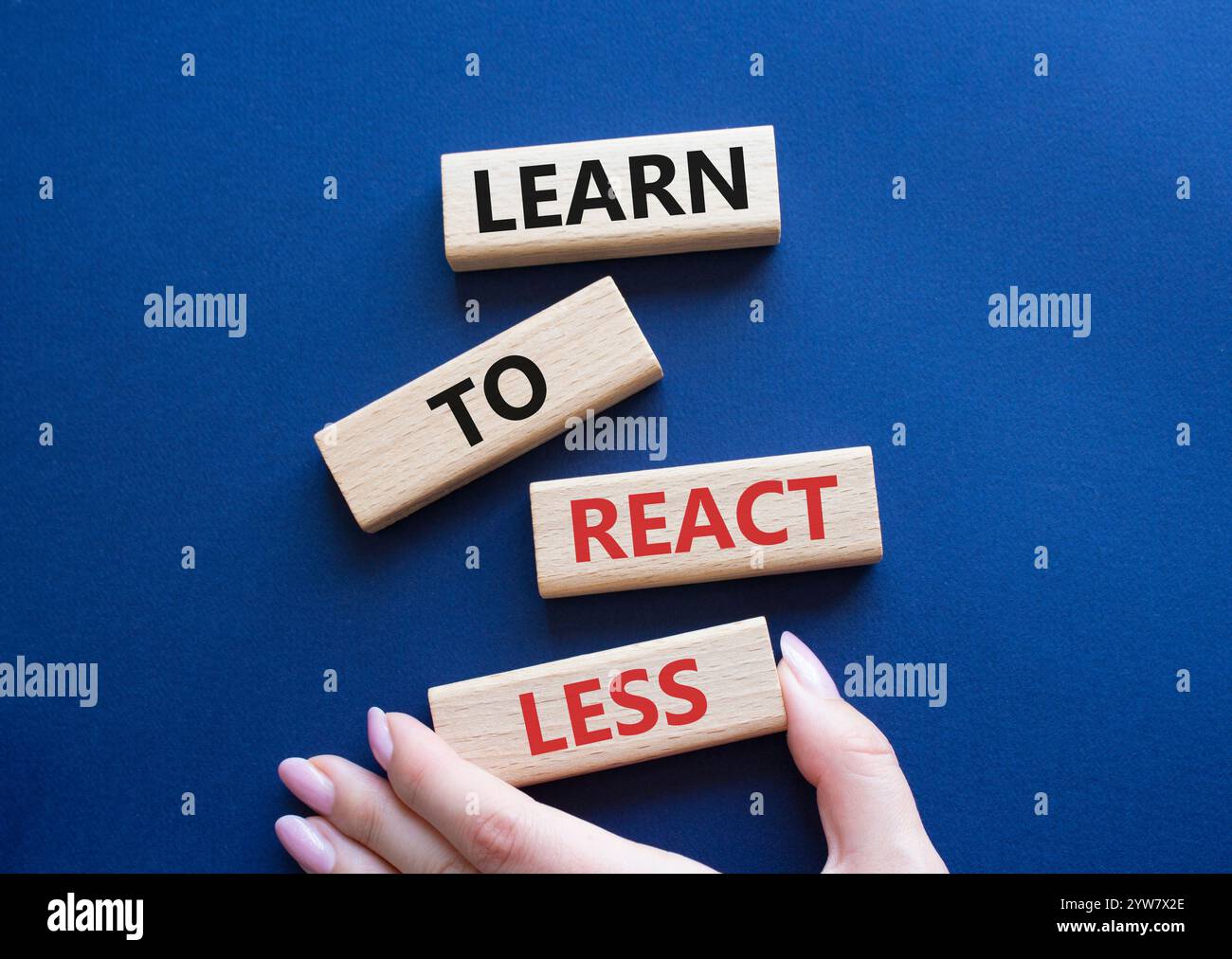 Learn To React Less Symbol Wooden Blocks With Words Learn To React