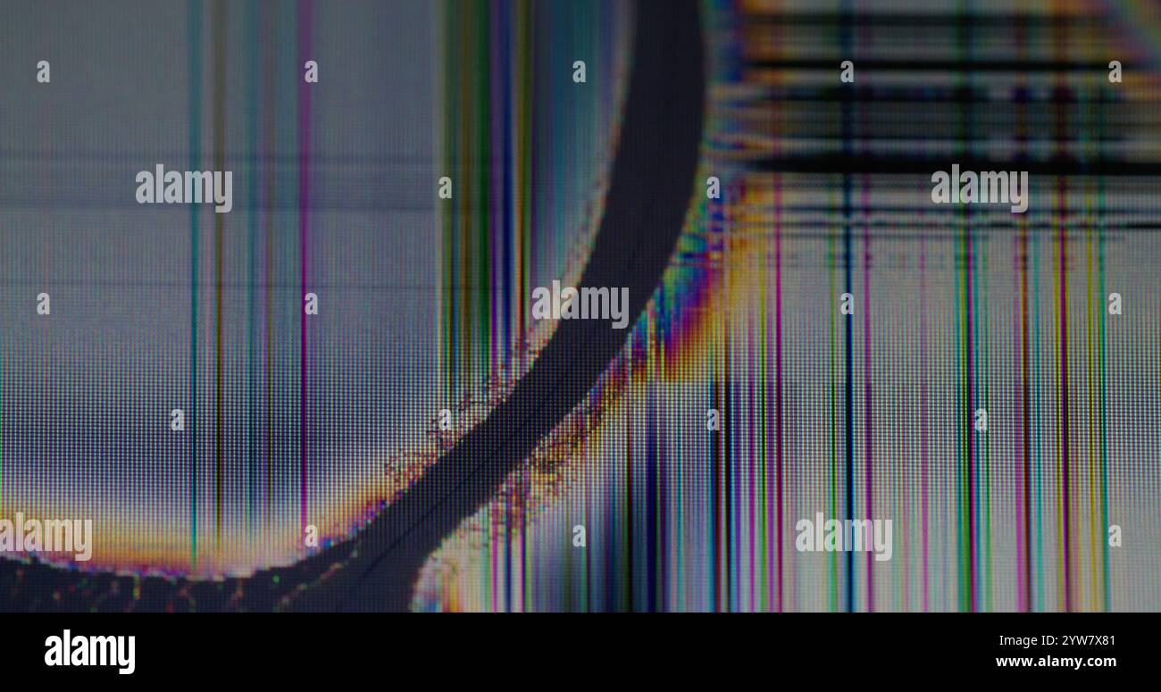 Glitch LCD. Screen defect. Black ink crack in glass display with ...