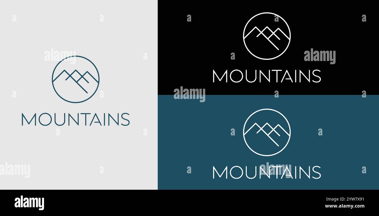 Mountains logo, air logo, circle logo, clean design, elite branding ...