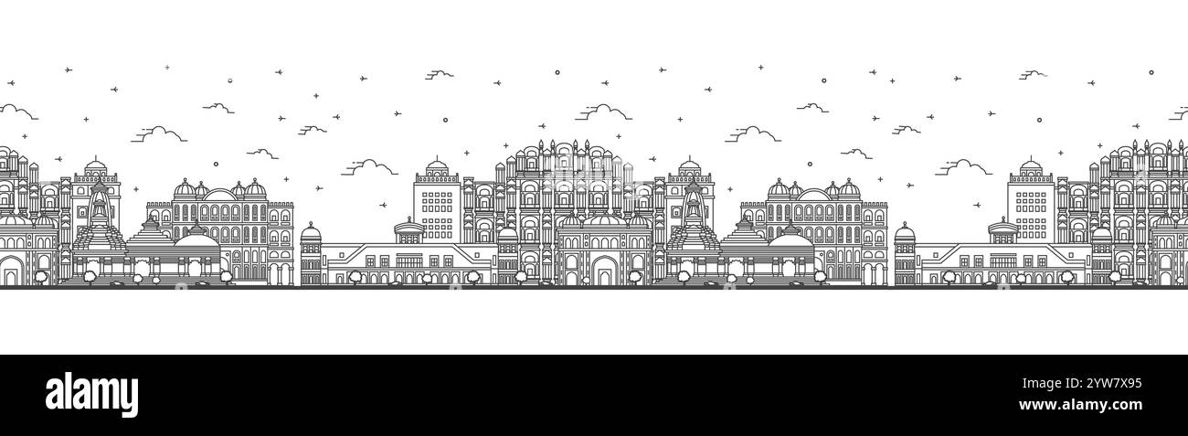 Seamless pattern with Outline Jaipur India City Skyline with Historic ... Seamless pattern with Outline Jaipur India City Skyline with Historic ...