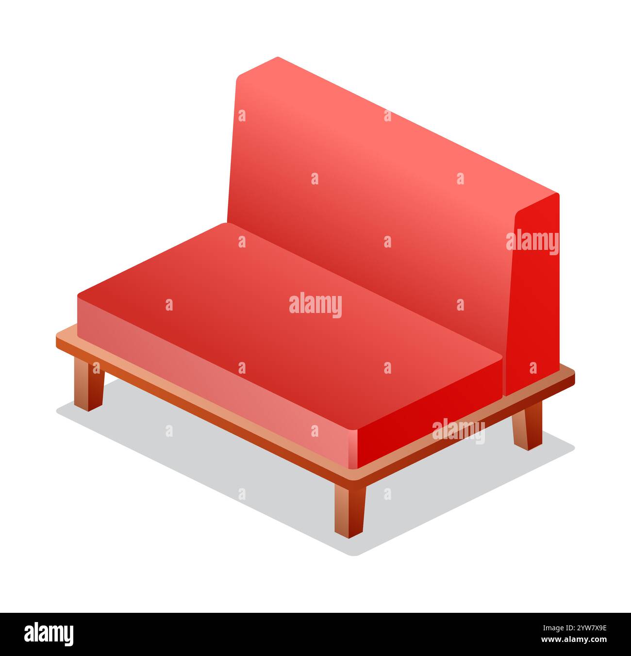 Soft and comfortable red chair isolated on white background. Vector ...