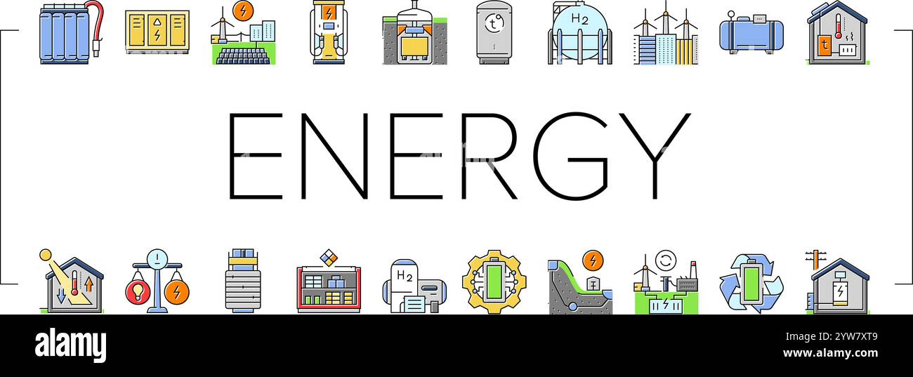 energy storage power system icons set vector Stock Vector Image & Art ...
