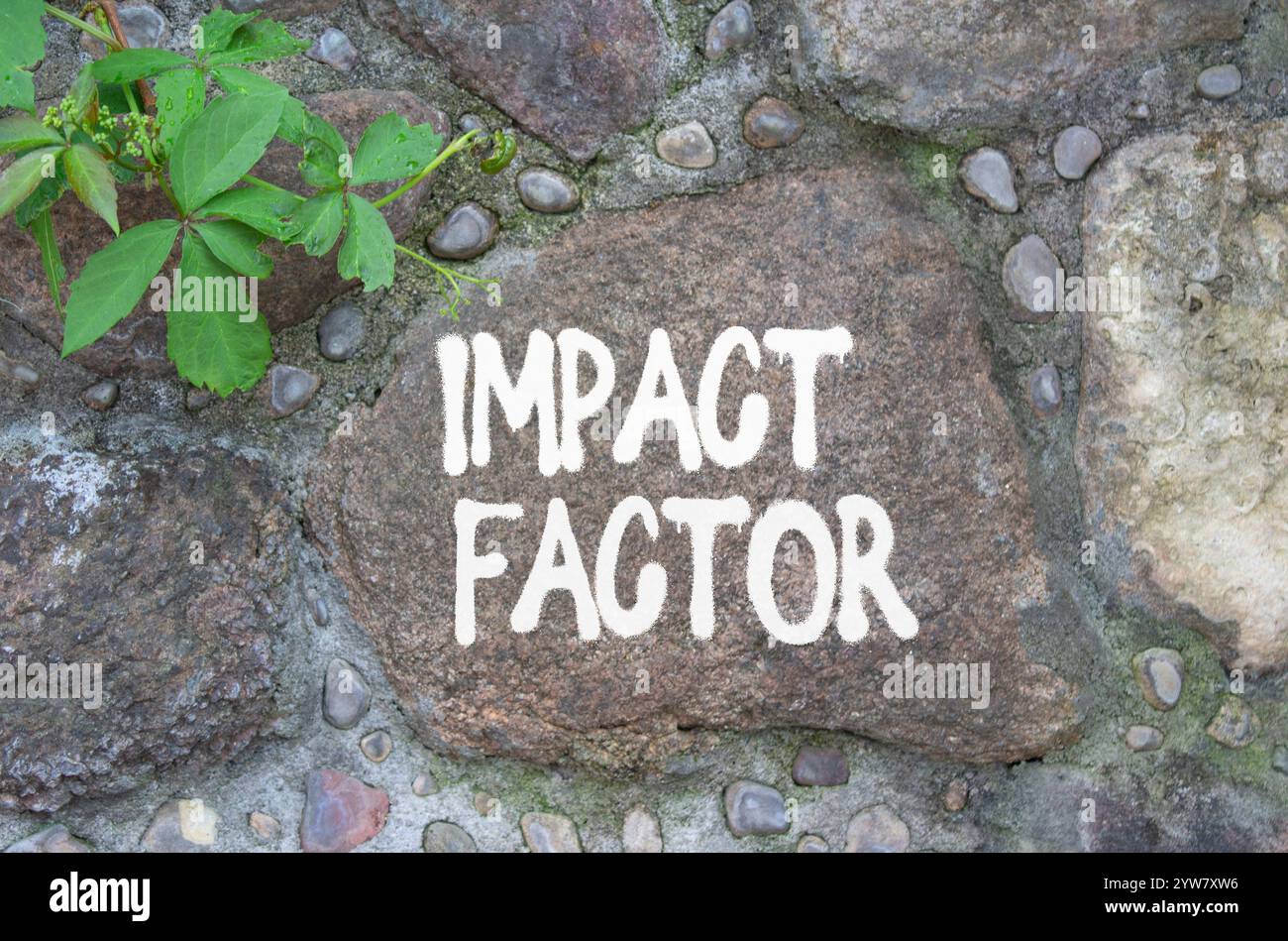 Impact Factor symbol. Stone wall with words Impact Factor. Beautiful ...
