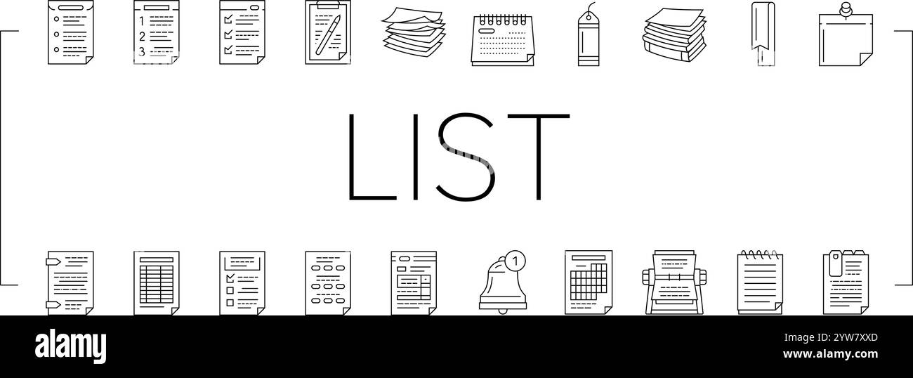 list check document tick icons set vector Stock Vector Image & Art - Alamy