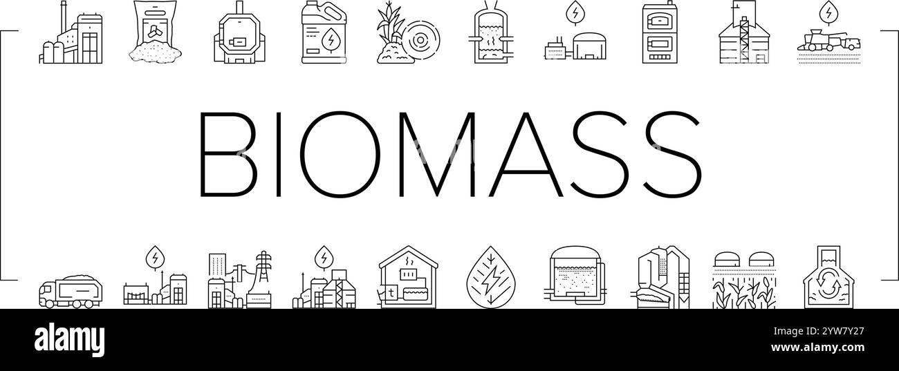 biomass energy plant power icons set vector Stock Vector Image & Art ...