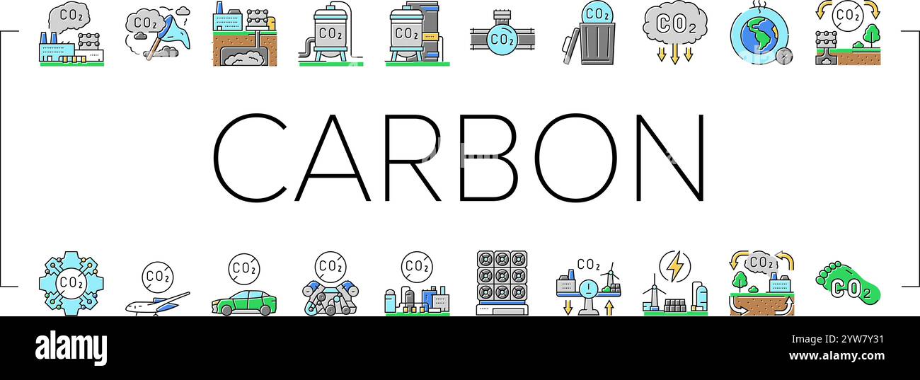 carbon capture co2 storage icons set vector Stock Vector Image & Art ...