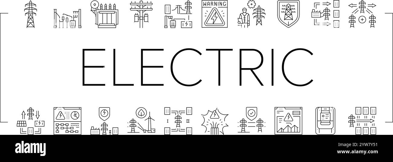 Electric power isometric icons energy generator hi-res stock ...