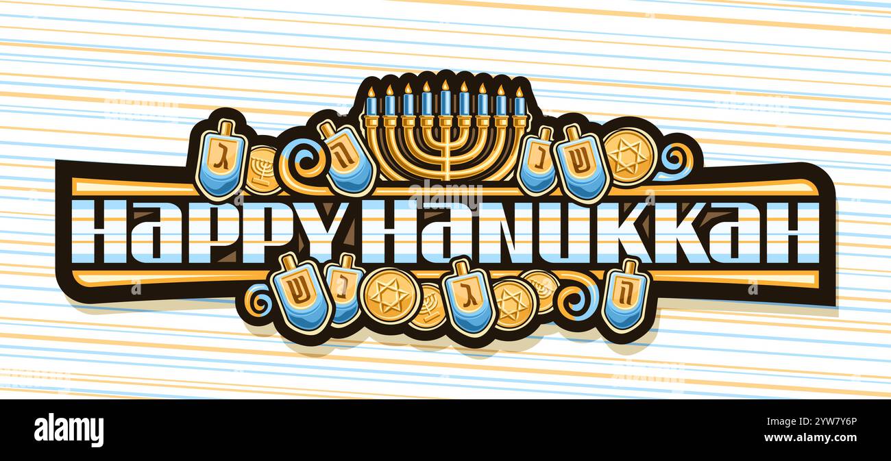Happy hanukkah symbols golden Stock Vector Images - Alamy