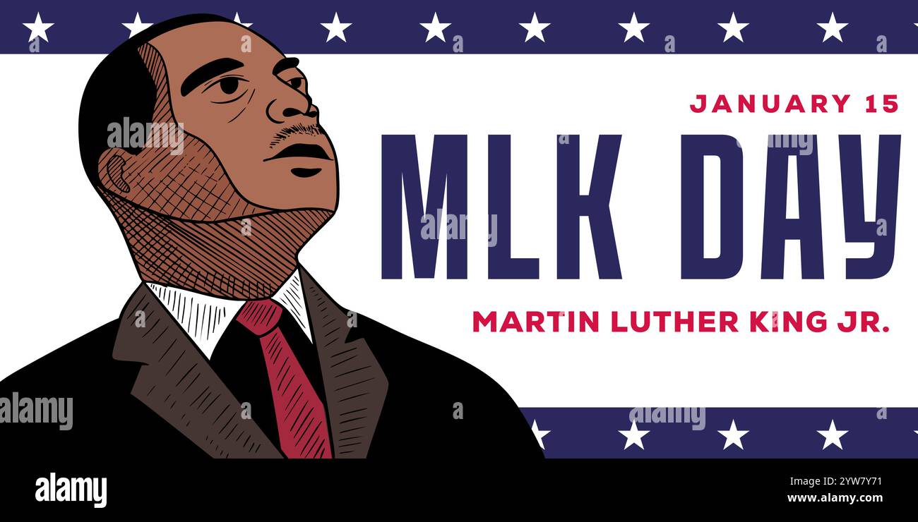 hand drawn martin luther king day horizontal banner illustration Stock ...
