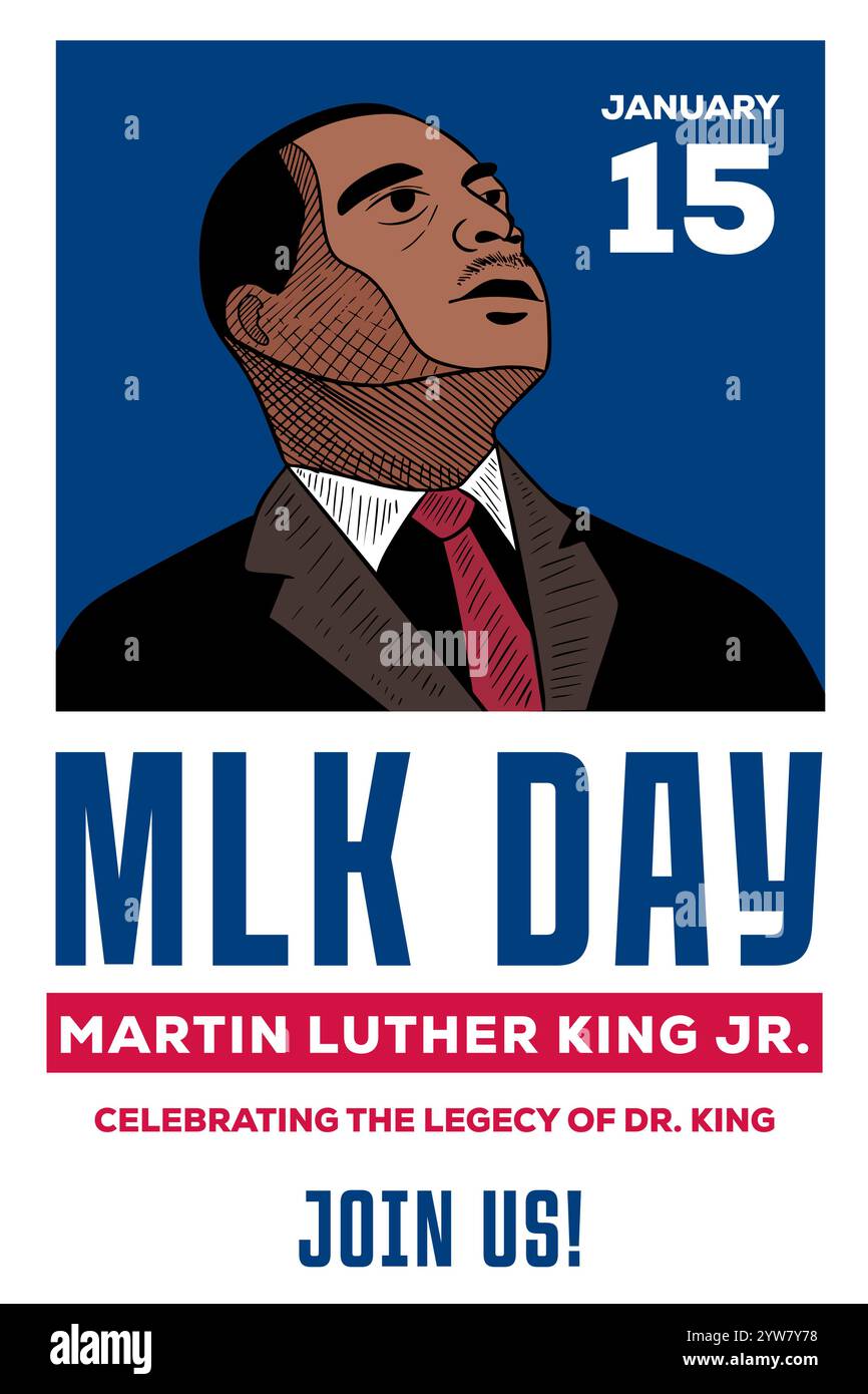 hand drawn martin luther king day vertical banner illustration Stock ...