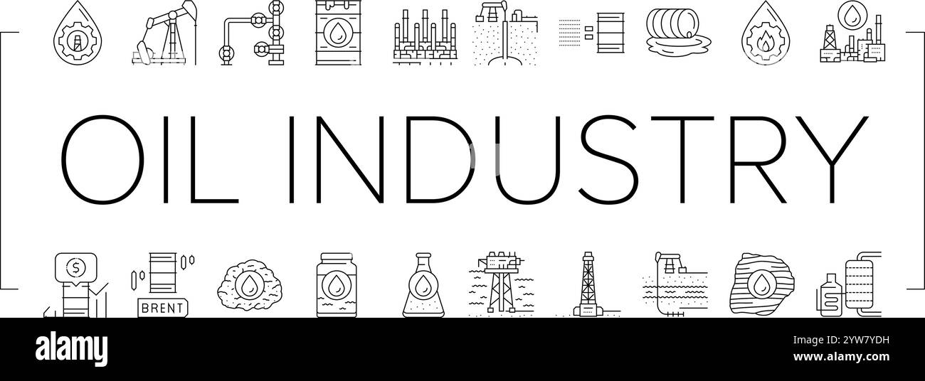 oil industry factory plant icons set vector Stock Vector Image & Art ...