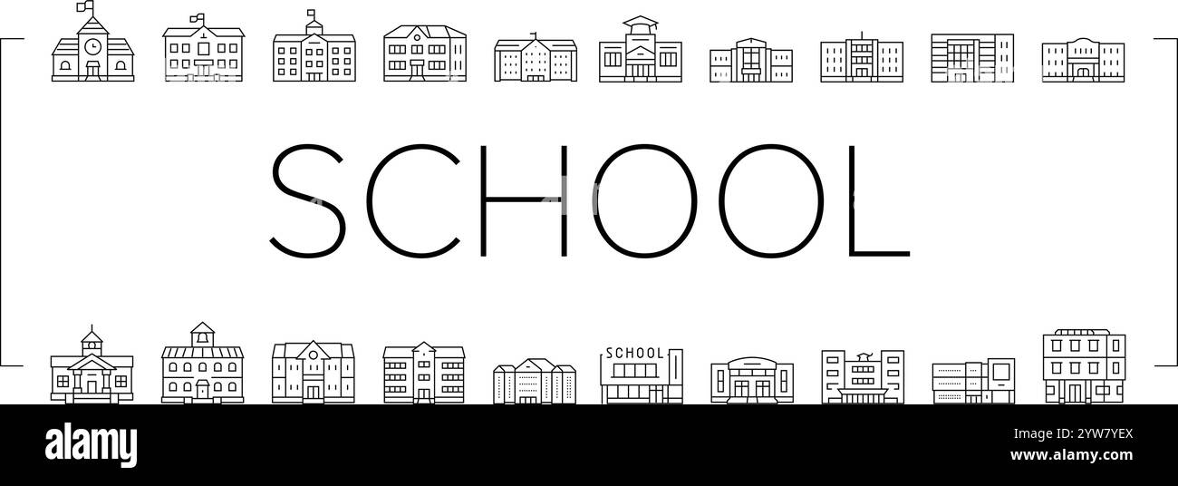 building school exterior modern icons set vector Stock Vector Image ... building school exterior modern icons set vector Stock Vector Image ...