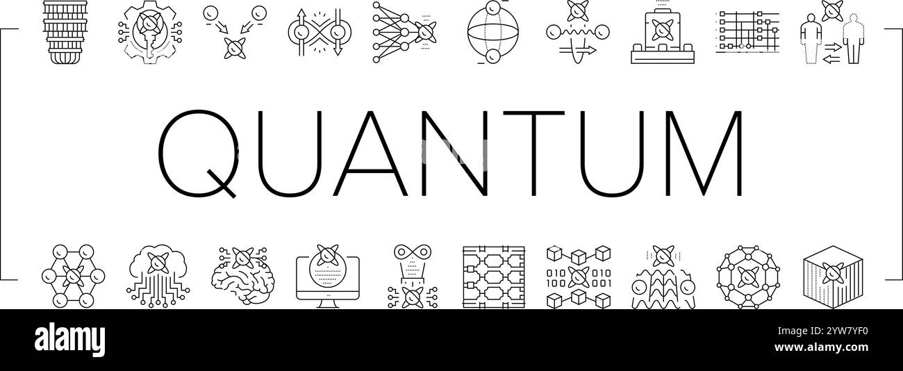 quantum technology data science icons set vector Stock Vector Image ...