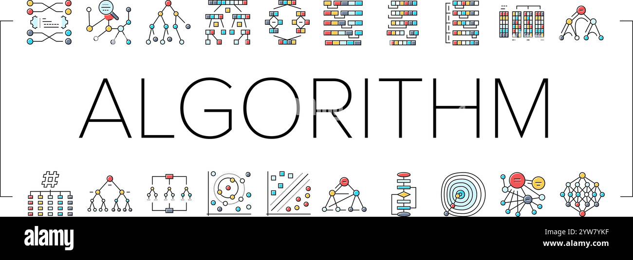 algorithm data technology ai icons set vector Stock Vector Image & Art - Alamy