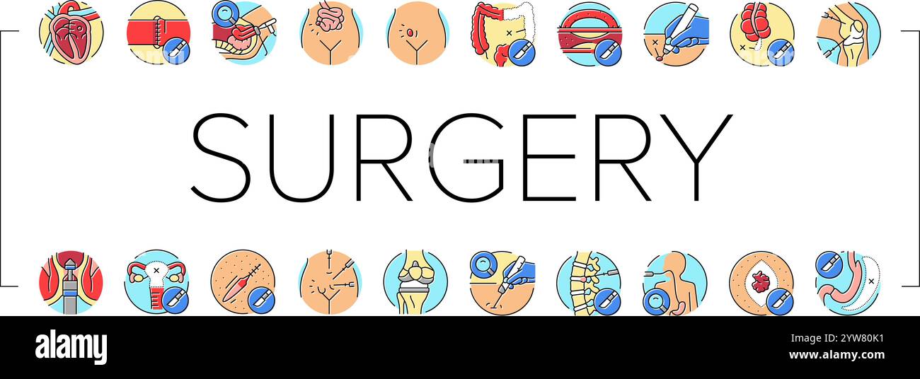 surgery doctor surgeon hospital icons set vector Stock Vector Image ...