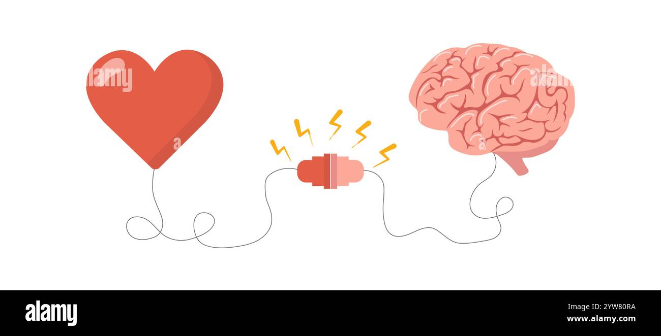 Heart and Brain Balance. Control feeling and emotion concept. Heart ...