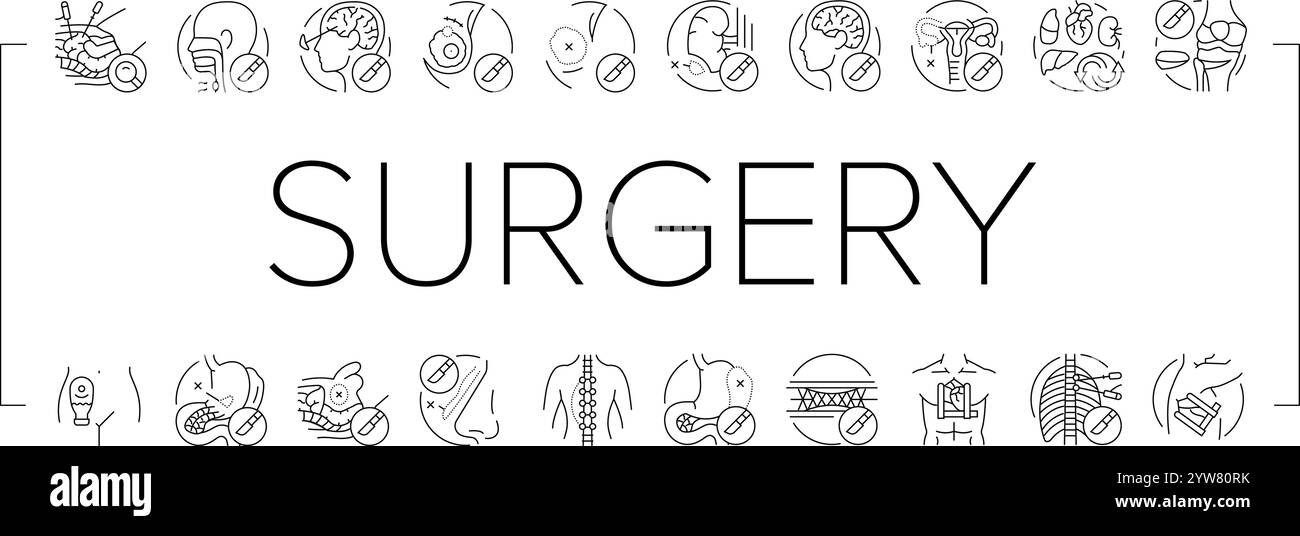 surgery hospital health icons set vector Stock Vector Image & Art - Alamy