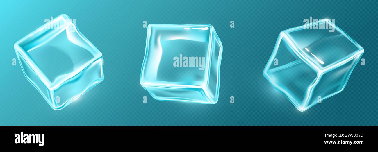 3D ice cubes set isolated on transparent background. Vector realistic ...