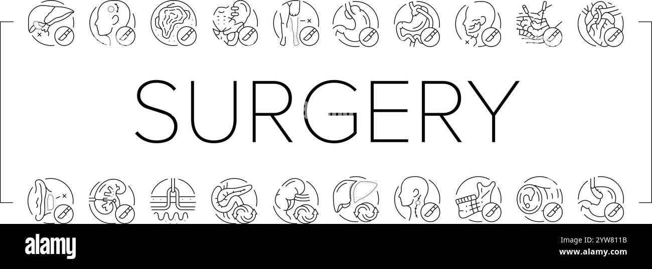 surgery operate room invasive icons set vector Stock Vector Image & Art ...