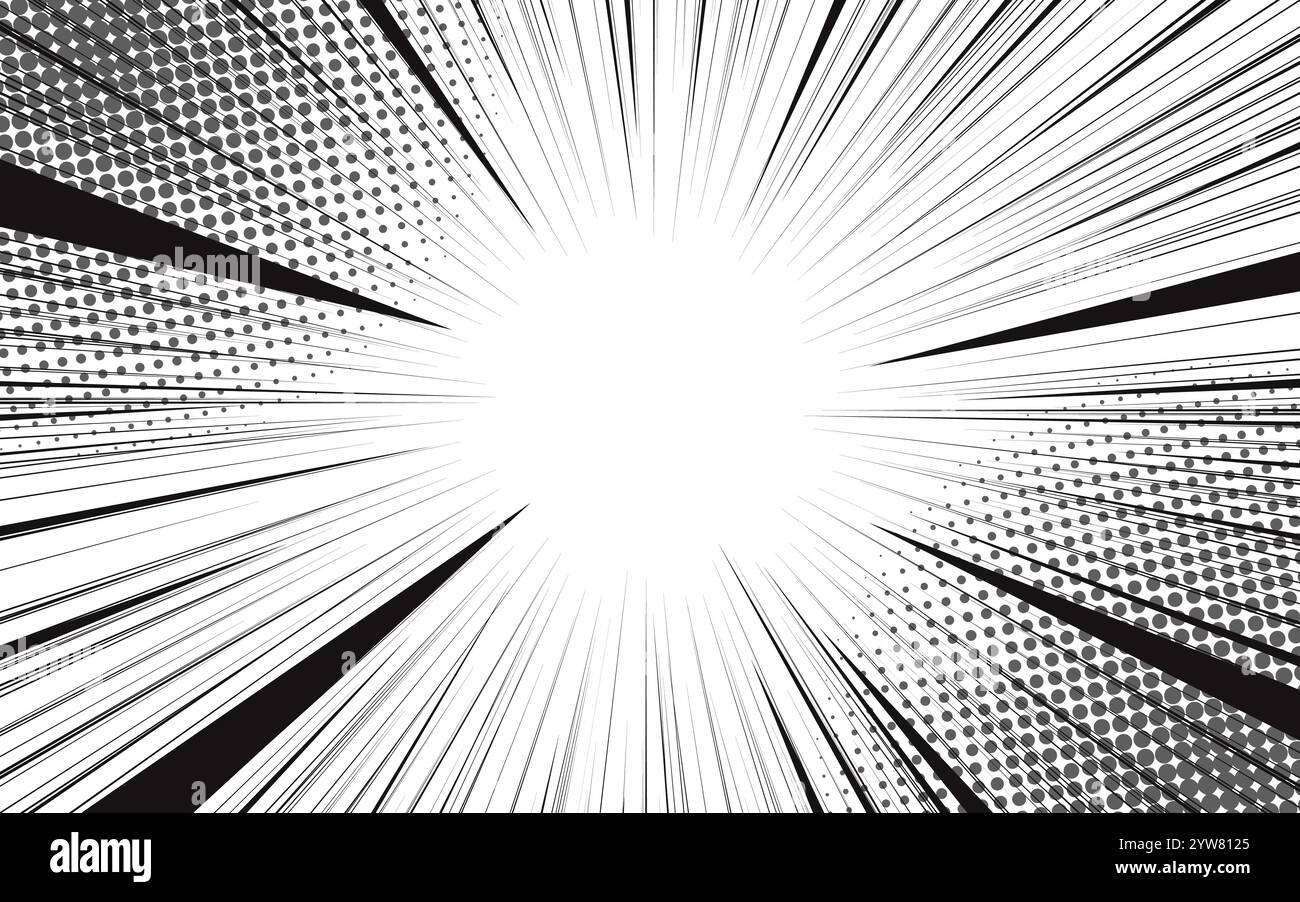 Cartoon halftone line. Comic lines. Concentrated frames. Superhero hero ...