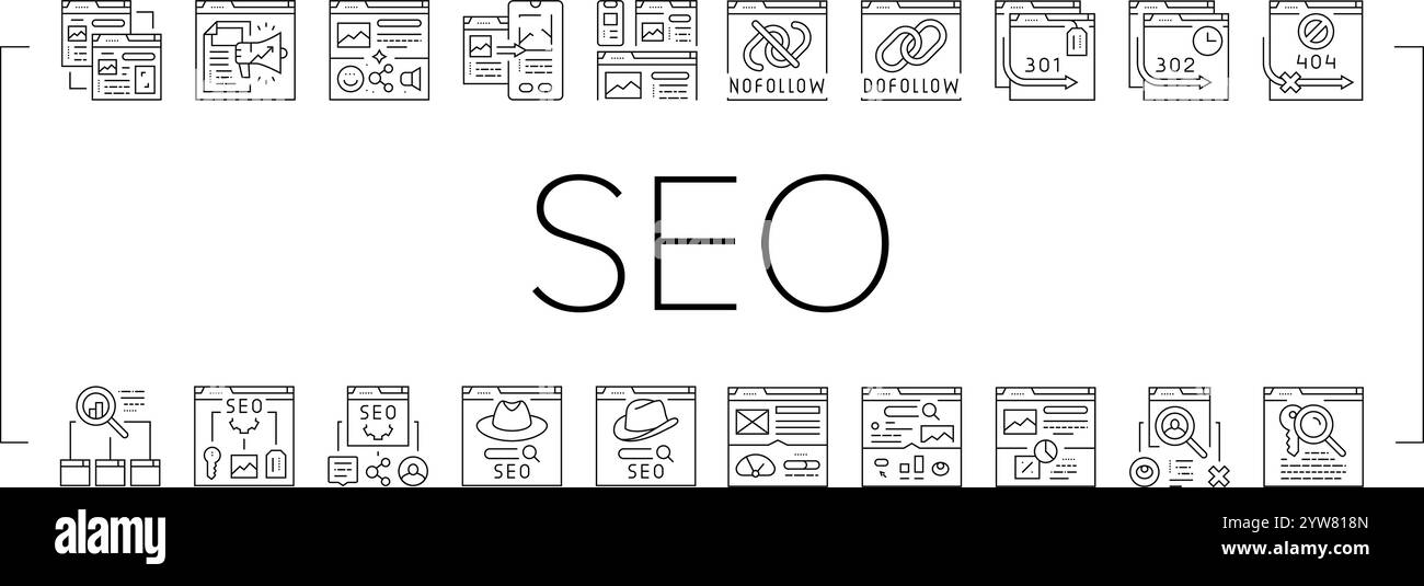 seo technical audit icons set vector Stock Vector Image & Art - Alamy