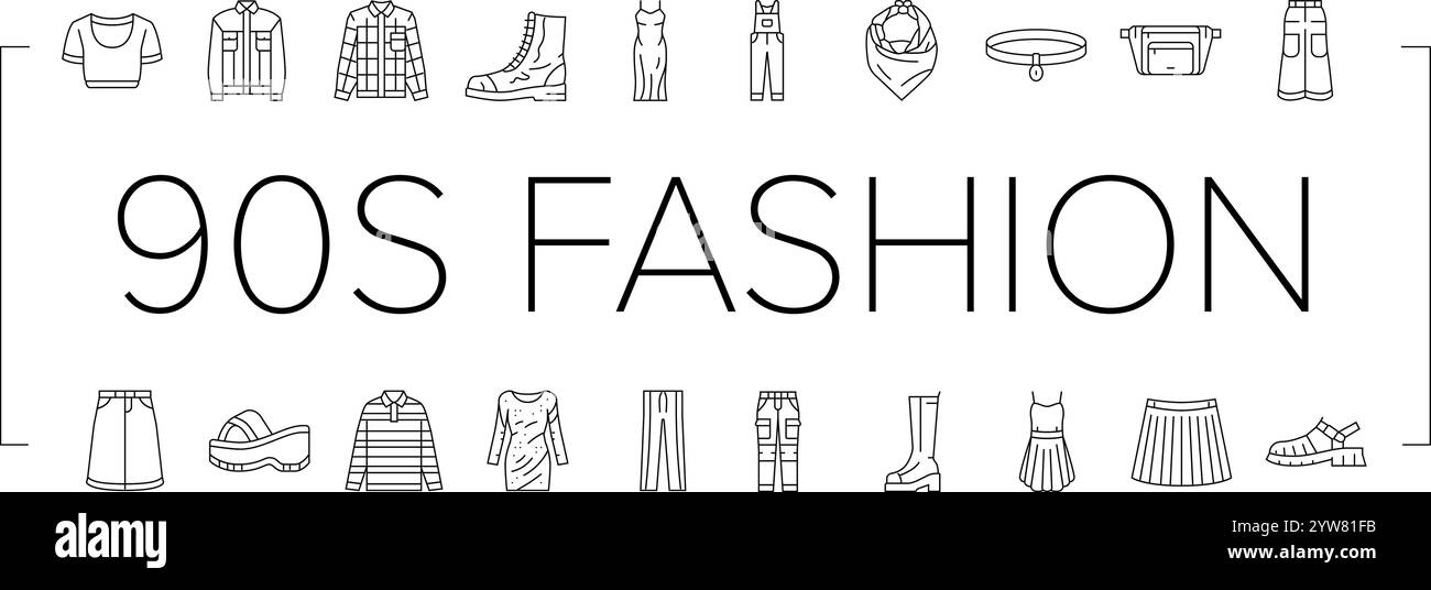 90s vintage fashion retro 80s icons set vector Stock Vector Image & Art ...