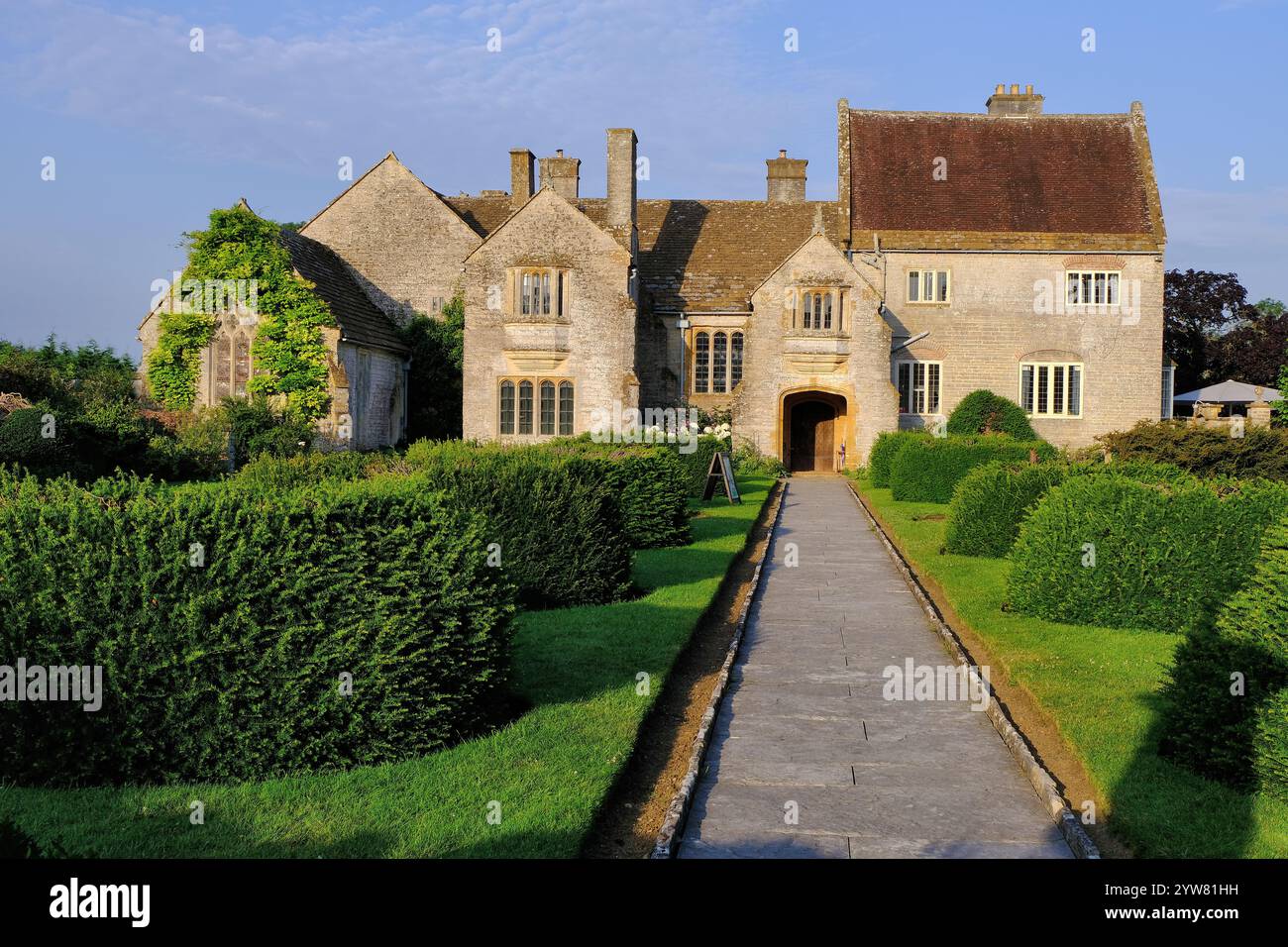 Lytes Cary: Lytes Cary Manor and garden soon after sunrise in Kingsdon ...
