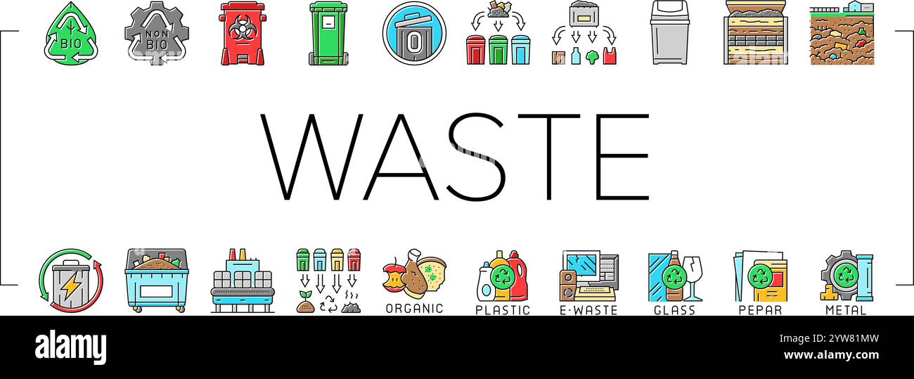 waste sorting garbage plastic icons set vector Stock Vector Image & Art ...