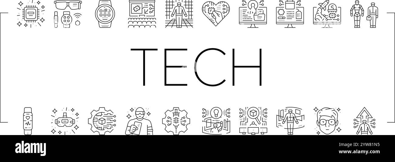 tech enthusiast geek nerd man icons set vector Stock Vector Image & Art ...