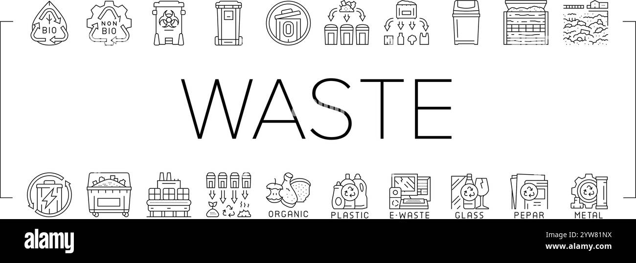 waste sorting garbage plastic icons set vector Stock Vector Image & Art - Alamy