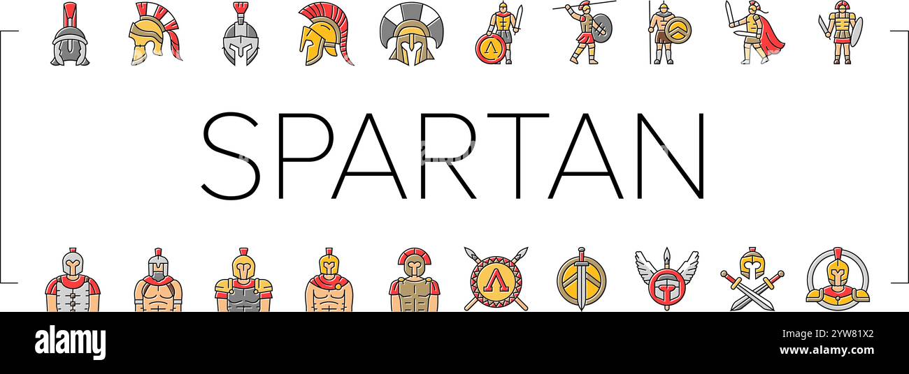 spartan warrior helmet roman icons set vector Stock Vector Image & Art ...