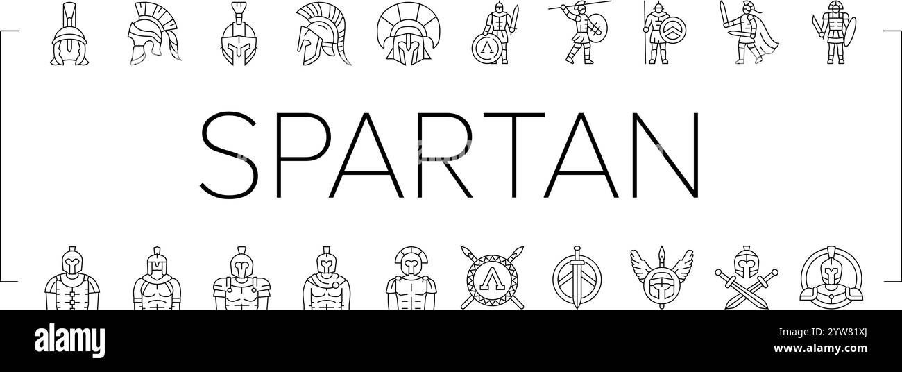 spartan warrior helmet roman icons set vector Stock Vector Image & Art ...