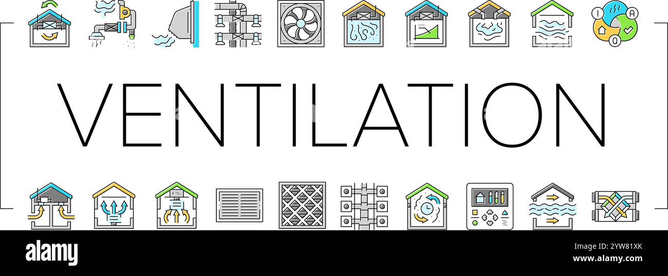 air ventilation cold fan icons set vector Stock Vector Image & Art - Alamy