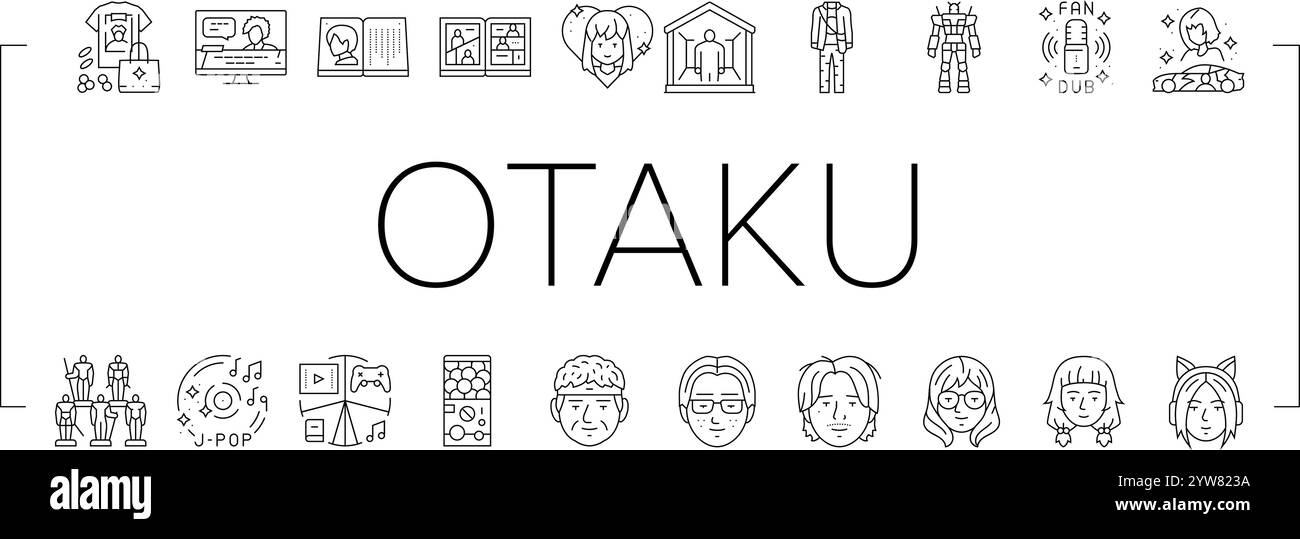 otaku anime manga eyes icons set vector Stock Vector Image & Art - Alamy