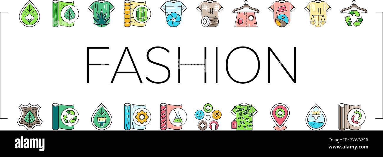 sustainable fashion textile eco icons set vector Stock Vector Image ...