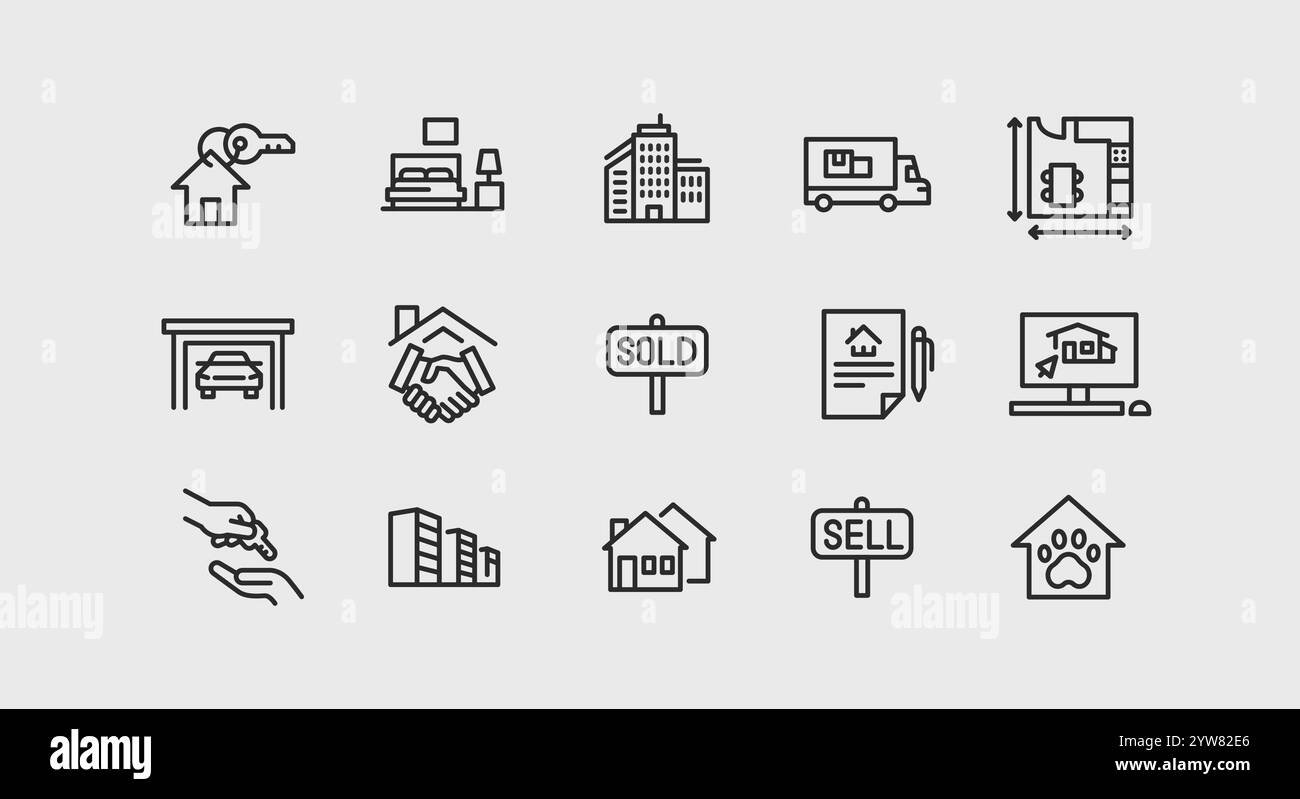 Real Estate Icons Set Stock Vector Image & Art - Alamy