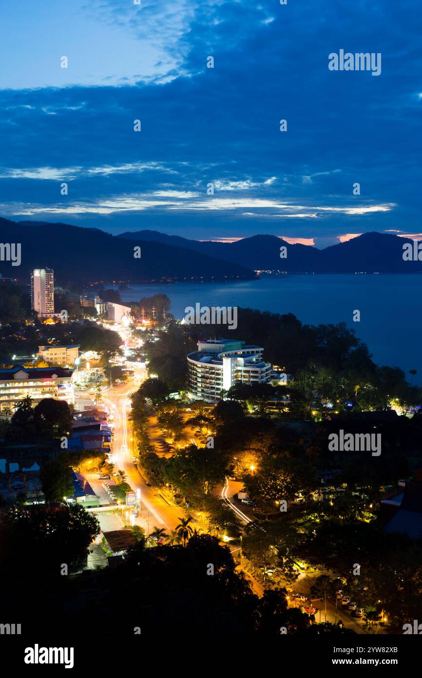 View of Batu Ferringhi Beach at dusk on Penang Island, Penang, Malaysia ...
