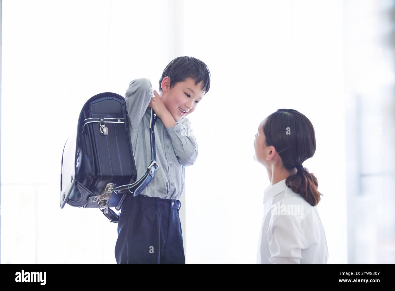 Parents and children getting ready Stock Photo - Alamy