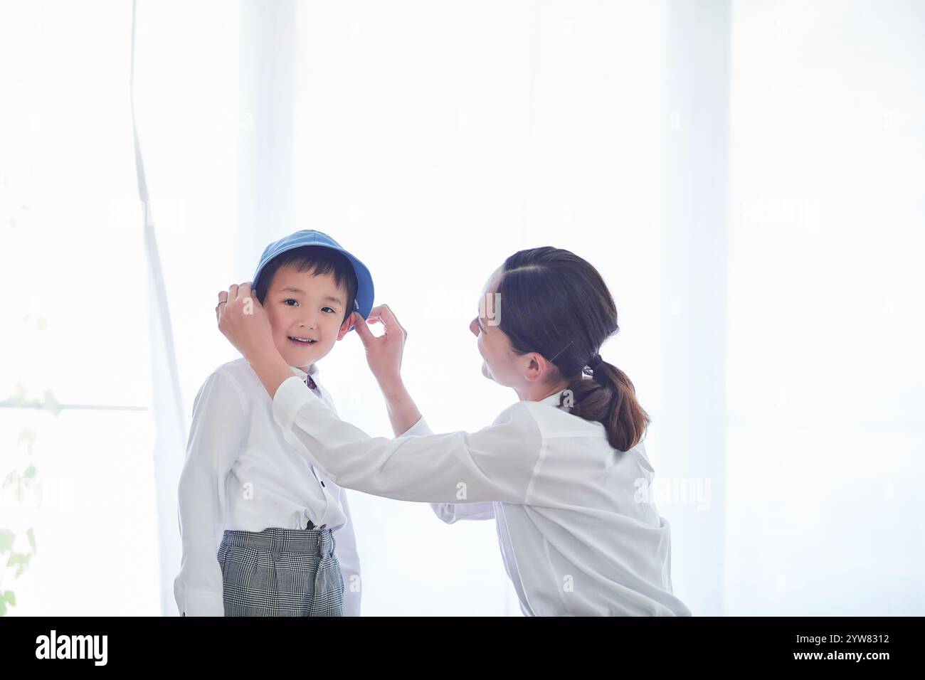 Parents and children getting ready Stock Photo - Alamy