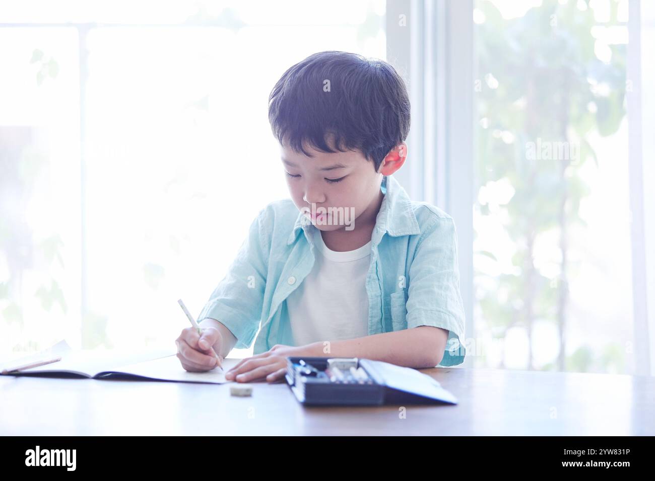 Boy with pen Stock Photo - Alamy