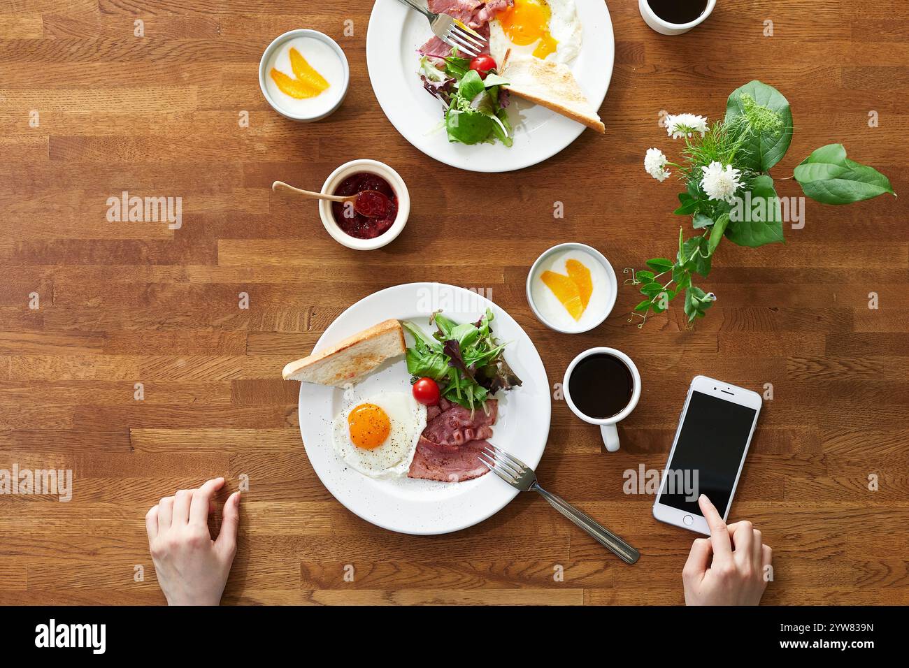 Dining table with food lined up Stock Photo - Alamy